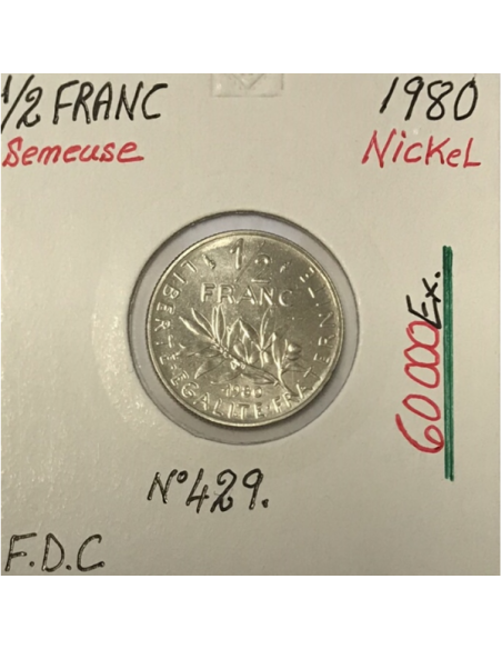 1/2 FRANC SEMEUSE - 1980 - Pièce de Monnaie en Nickel // Qualité : FDC